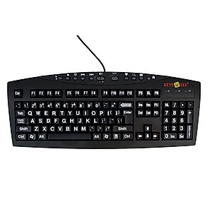 Ablenet Large Print English Black Keyboard with White Letters for The Visually Impaired (MG1512)