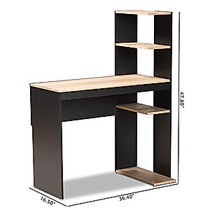 Baxton Studio Callahan Desks, Dark Grey/Oak