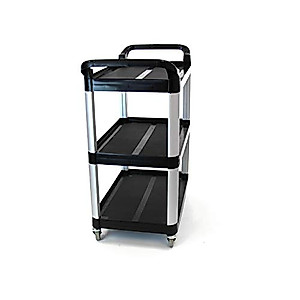Utility Service Cart - 3 Shelf - 450 Lbs Capacity W 33" x H 38" x D 17" Black