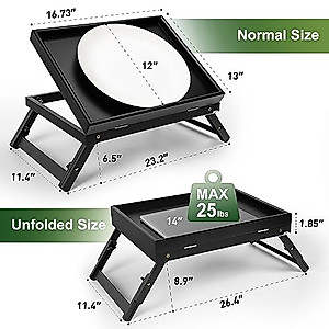 Greenual Bed Tray Table Breakfast Food Tray with Folding Legs Serving Tray for Laptop Desk, Bed, Sofa, Platters, TV, Snack, Eating Tray(Black, Medium)