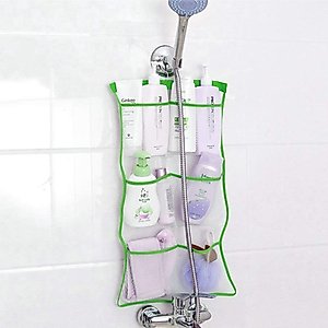 Phying FishMM Mesh Bath Organizers for Shower with Hook, Quick Dry Hanging Shower Caddy College, Bath Storage with 6 Pockets for College Dorm Rooms, Bathroom