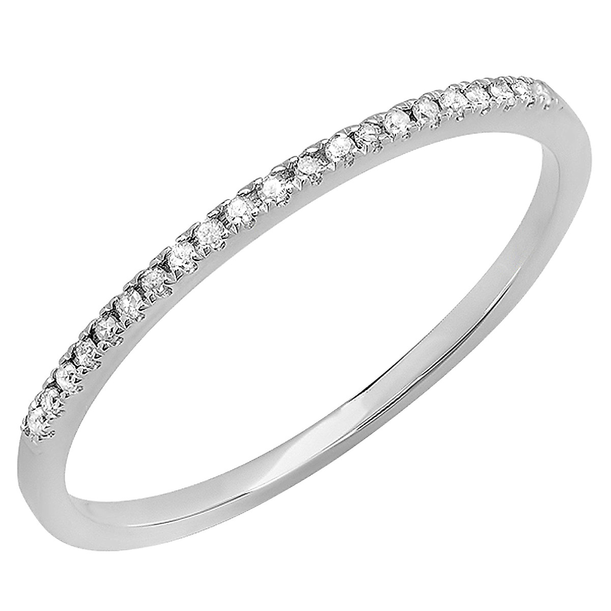 Dazzlingrock Collection 0.08 Carat (ctw) Round White Diamond Stackable Wedding Band for Women in 925 Sterling Silver Size 7.5