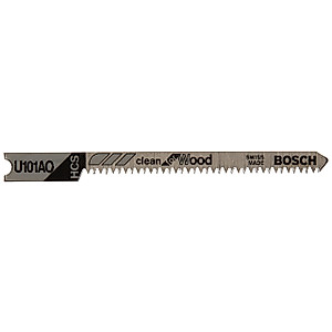 BOSCH U101AO3 5-Piece 3-1/4 In. 20 TPI Clean for Wood U-shank Jig Saw Blades, Black
