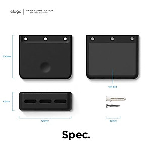 elago Universal Remote Holder Mount Compatible with Apple TV Remote and All Other Remote Controls - Adhesive Tape or Screw Mounting Options, Available Wired Charging [Large] [Black]