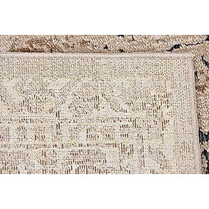 Unique Loom Chateau Collection Distressed, Textured, Vintage, Border, Rustic, Traditional Area Rug, 7 ft, Beige/Light Brown