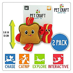 Pet Craft Supply Silly Snacks and Funny Food Crinkle Cuddling Catnip and Silvervine Interactive Cat Toys - Great for Indoor Cats and Kittens, All Breed Sizes