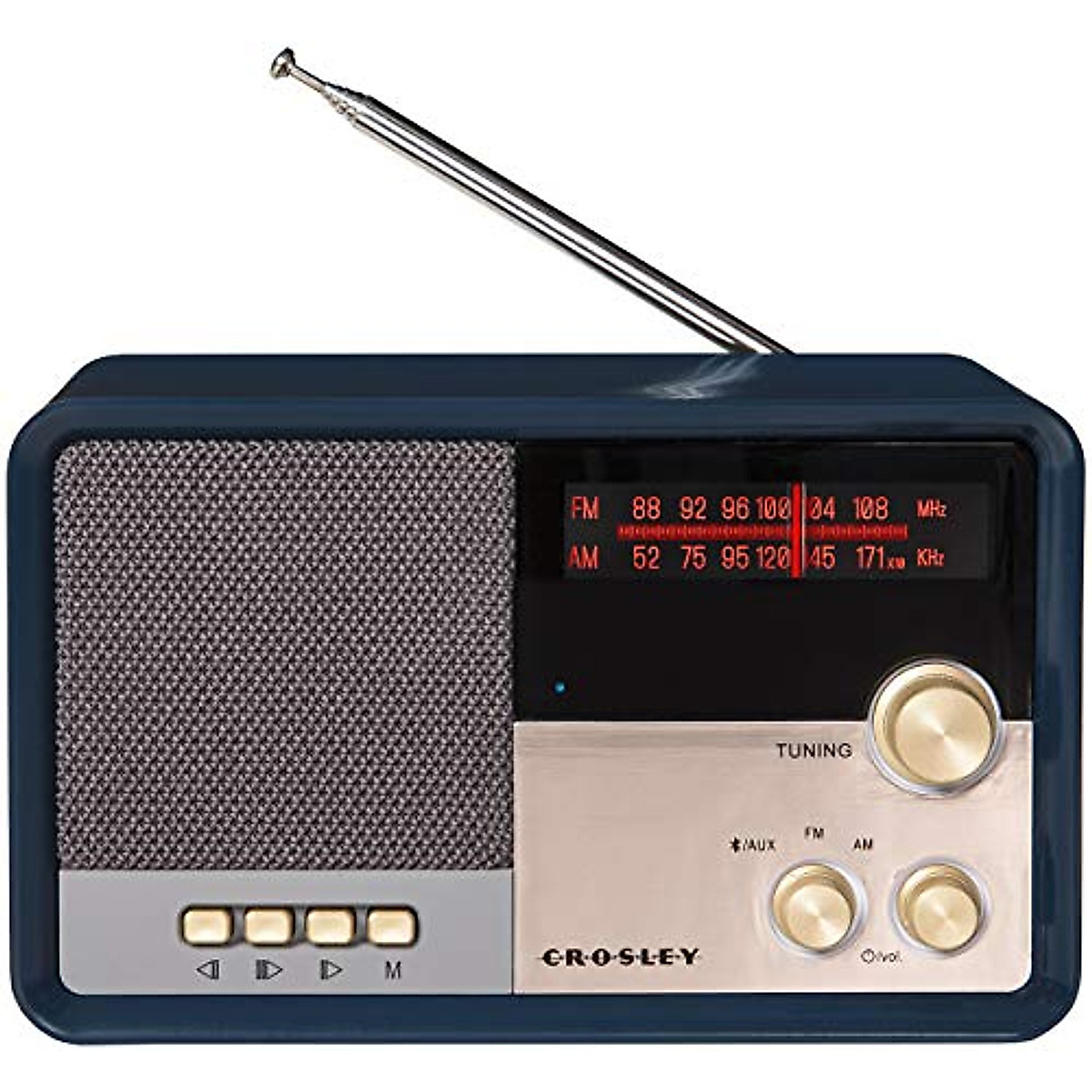 Crosley CR3036D-NV Tribute Vintage AM/FM Bluetooth Radio, Navy