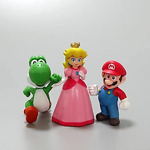BYDIEJ Mario Action FiguresToys – Mario and Luigi Action Figures Toy Set of 1-3'' Mario Luigi Yoshi Garage Kit Decorations Toy (6pcs)