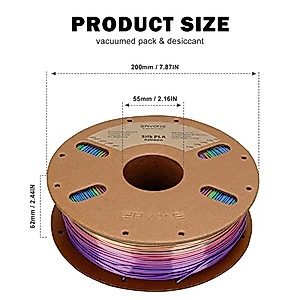 3D Printer Filament，Enisina Silk Rainbow PLA Filament 1.75mm with Gradient Five Colors，Compatible for FDM 3D Printer