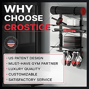 Crostice Home Gym Storage Shelf Only, Adjustable Gym Equipment Organizer Wall Mounted with 2 Boards, Yoga Mat Holder, Storage Rack Compatible with Peloton Shoes & Mat, Shelf for Home Gym Accessories