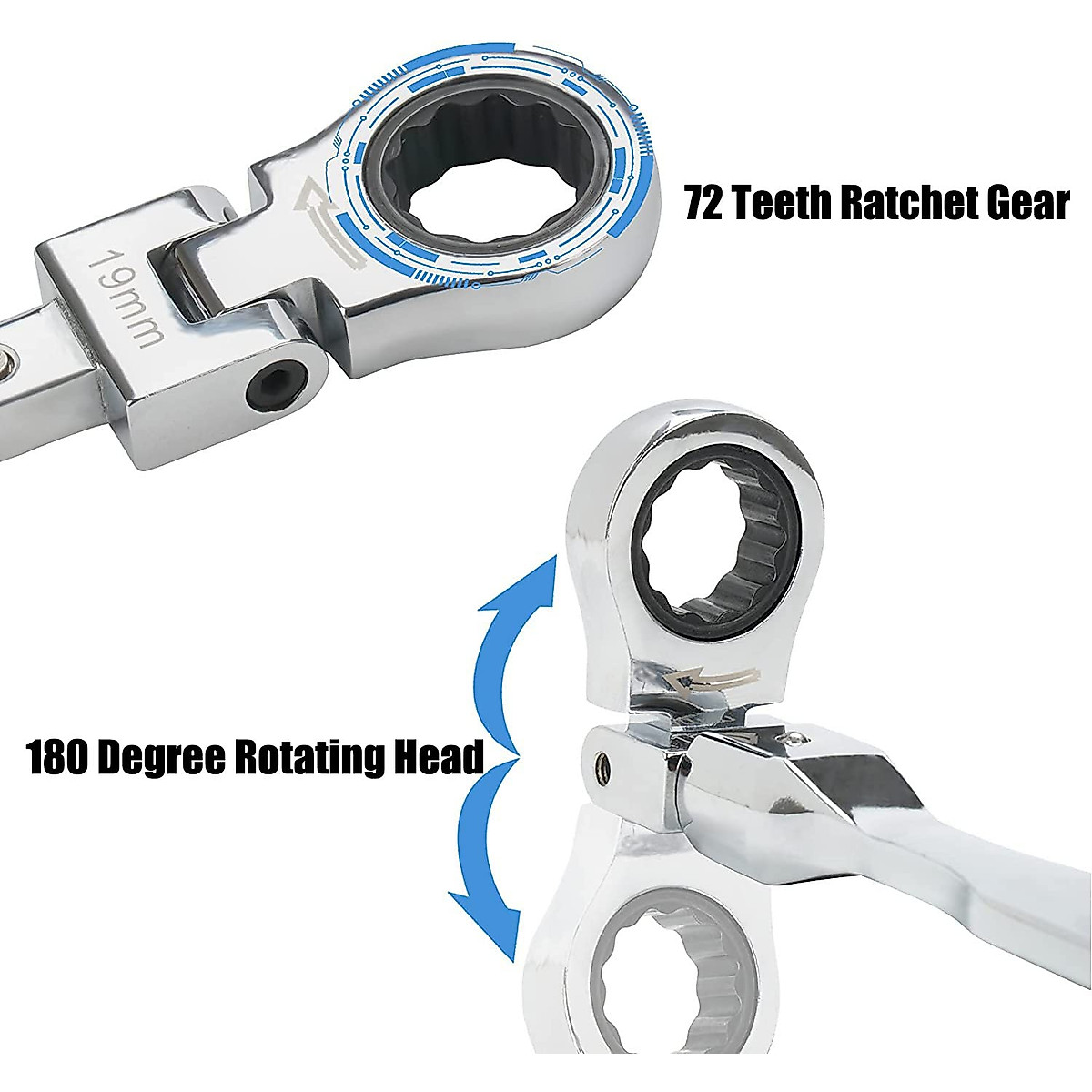 LSLANSOON 20 Pcs Flex Head Ratchet Wrench Set, 8mm-19mm Changeable Torx Head Wrench Ratchet Screwdriver Multi Tool Set with Case