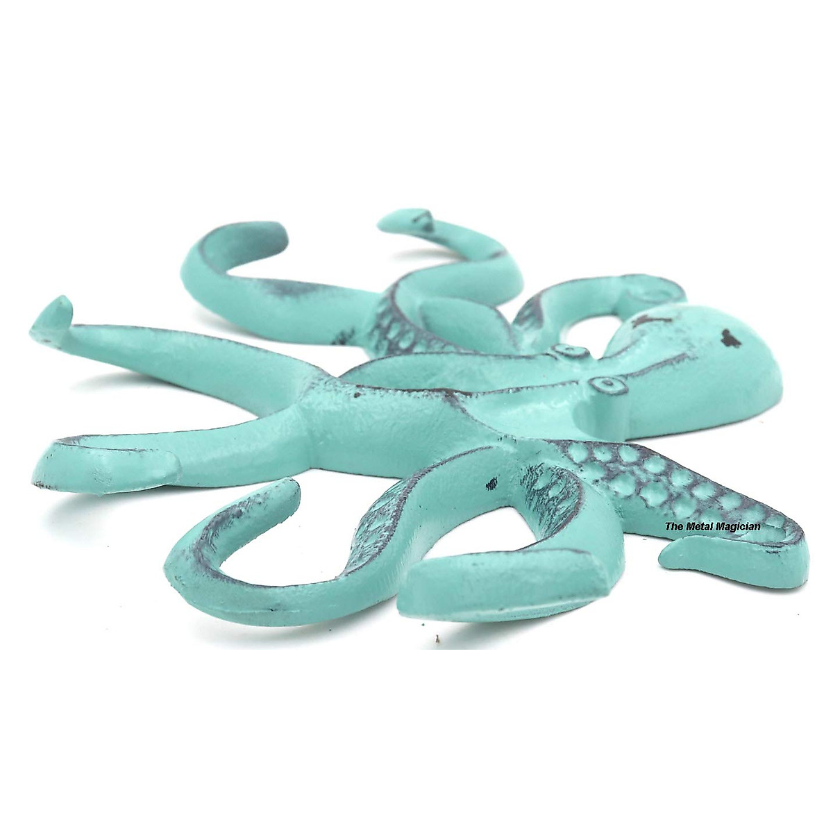 Octopus Keys Hook, Decorative Wall Mounted Nautical Wall Rack, Antique Key Holder Hook, Cast Aluminum Hanger for Coat, Hand Towel, Bathrobe, Jacket, Swimming, Kitchen & Balcony (Distressed Green)