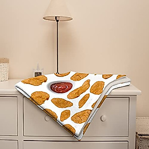 Blanket Chicken Nuggets Fried Throws Gift for Kids Boys Girls Plush Lightweight Sheet Funny Food Stuffed Super Soft Flannel Blankets Men Women Bedding for Party Couch Bed-50"x40" Poster for Toddler