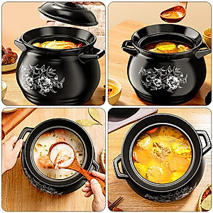 DOITOOL 2L Ceramic Stew Pot Ceramic Hot Pot Soup Stew Pot Cooking Clay Pot Stew Pan Earthen Pot Chinese Japanese Stew Pot Kitchen Cookware with Lid Assorted Color