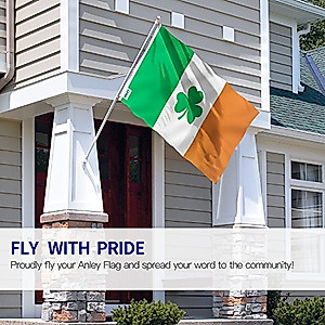 ANLEY Fly Breeze 3x5 Foot Ireland Shamrock Flag - Vivid Color and Fade Proof - Canvas Header and Double Stitched - Saint Patrick's Day Clover Flags Polyester with Brass Grommets 3 X 5 Ft