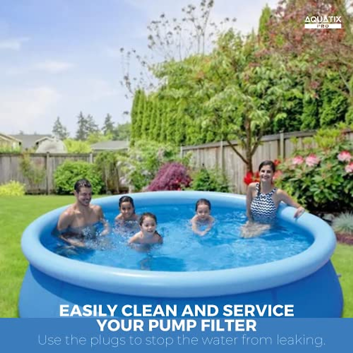 Aquatix Pro Pool Plugs 6pc Fits Intex, Bestway, Coleman & Summer Escape Above Ground Swimming Pools, Replacement Wall Plugs, Strainer Hole Plug, Filter Pump Water Stopper, Durable Drainer Plugs Black