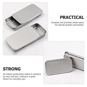 Hemoton 20pcs Rectangular Slide Top Tinplate Box Sliding Cover Push-Pull Tin Box Metal Tin Containers for Candies Jewelry Crafts Lip Balm Storage 60x34x10mm