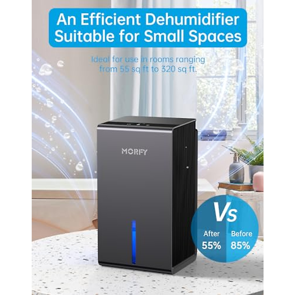 Dehumidifier, 52OZ Small Dehumidifier for Bedroom Bathroom RV with Auto Shut Off, Portable Quiet Dehumidifiers for Room Home Closet