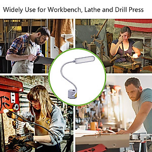 EVISWIY Sewing Machine Light LED Lighting (30LEDs) 6 Watt Multifunctional Flexible Gooseneck Arm Work Lamp with Magnetic Mounting Base for Workbench Lathe Drill Press Gray