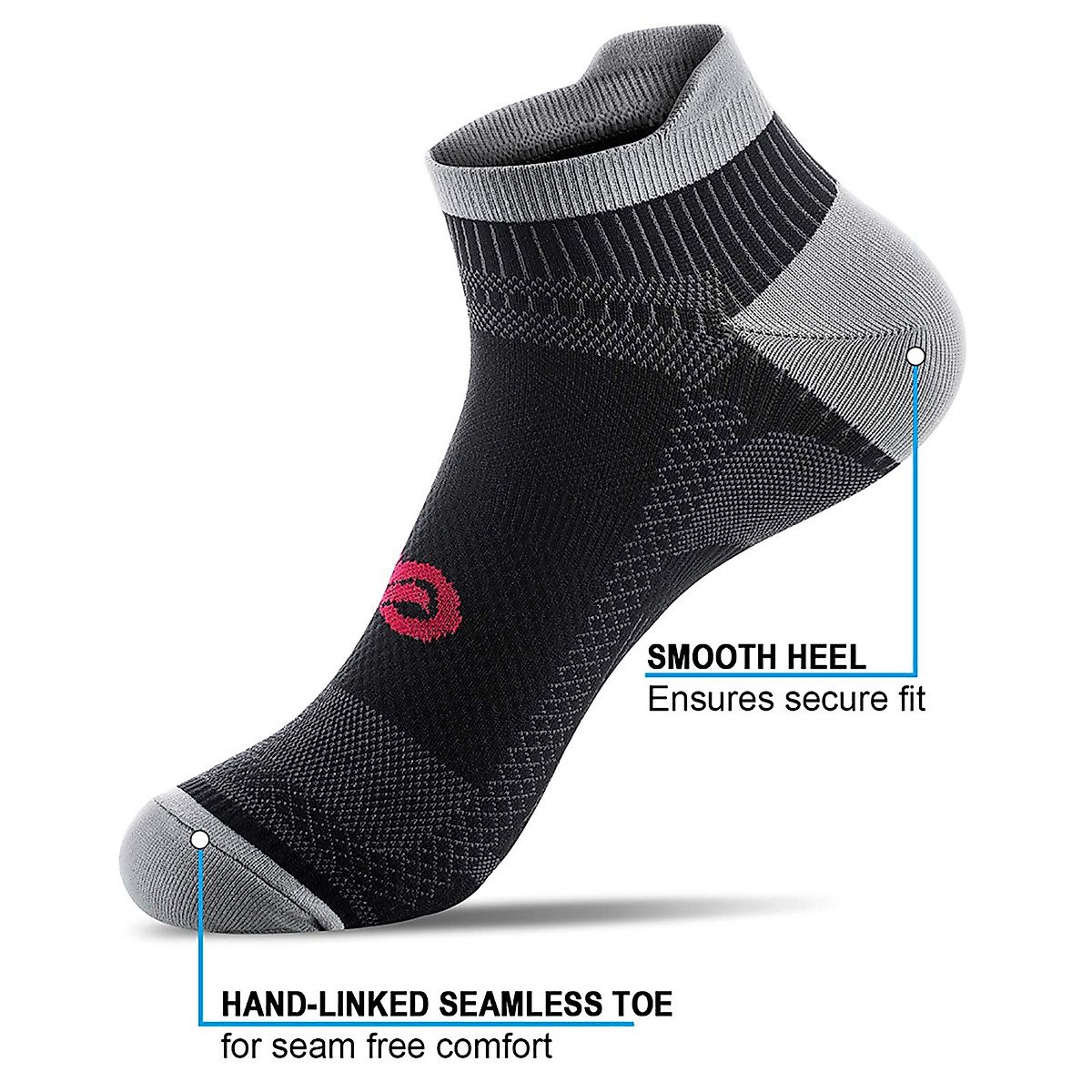 No Show Compression Socks for Men and Women (4 Pairs), Low Cut Running Ankle Socks with Arch Support for Plantar Fasciitis, Cyling, Athletic, Flight, Travel, Nurses