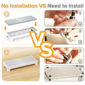 Sink Caddy, EnjoyNest Instant Dry Sink Organizer Sponge Soap Holder for Kitchen Sink Bathroom Countertop Fast Drying Rack Counter Tray Water Absorbing Stone Pedestal Stand Riser for Bottle Brush-White