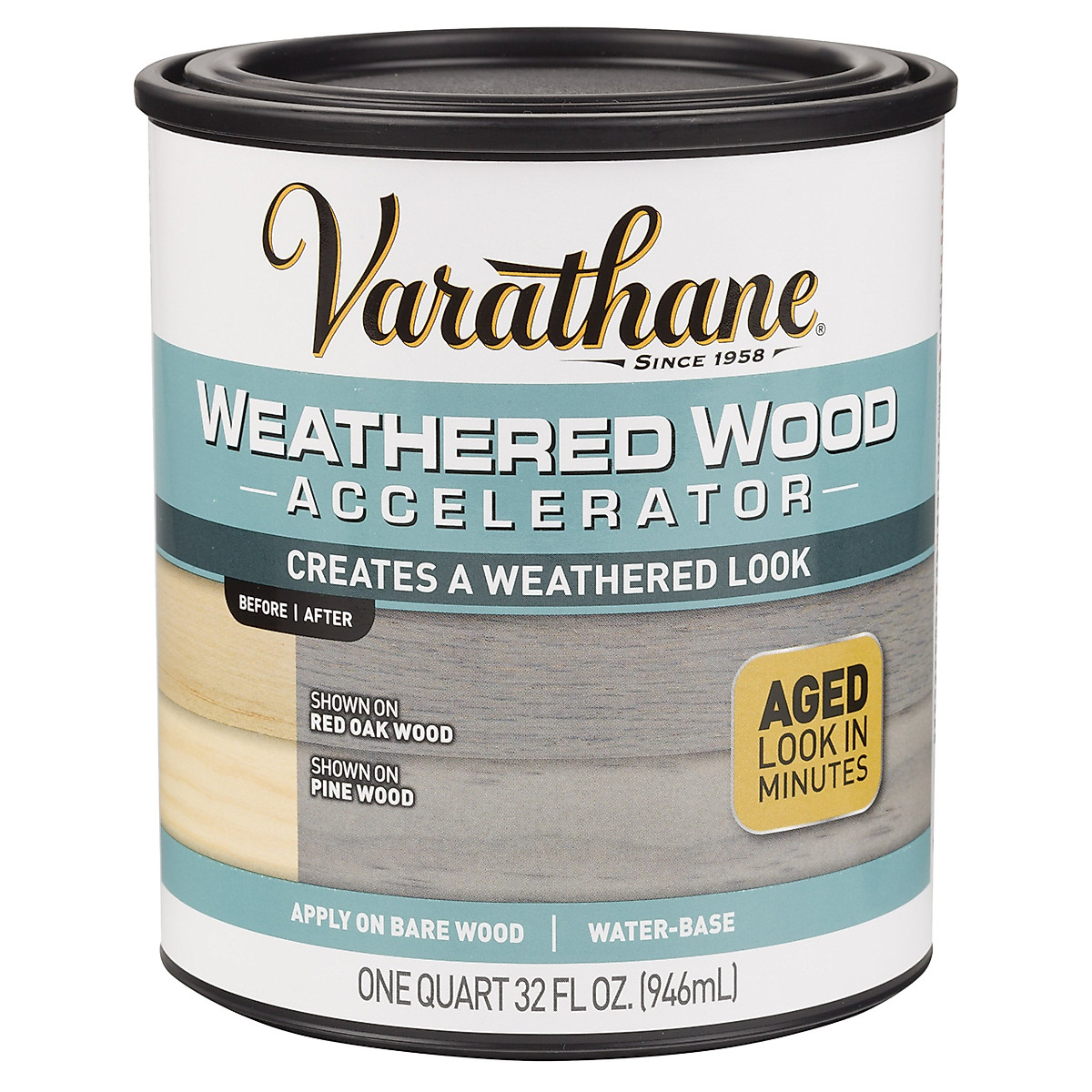 Varathane 313835 Weathered Wood Accelerator, Quart, Gray