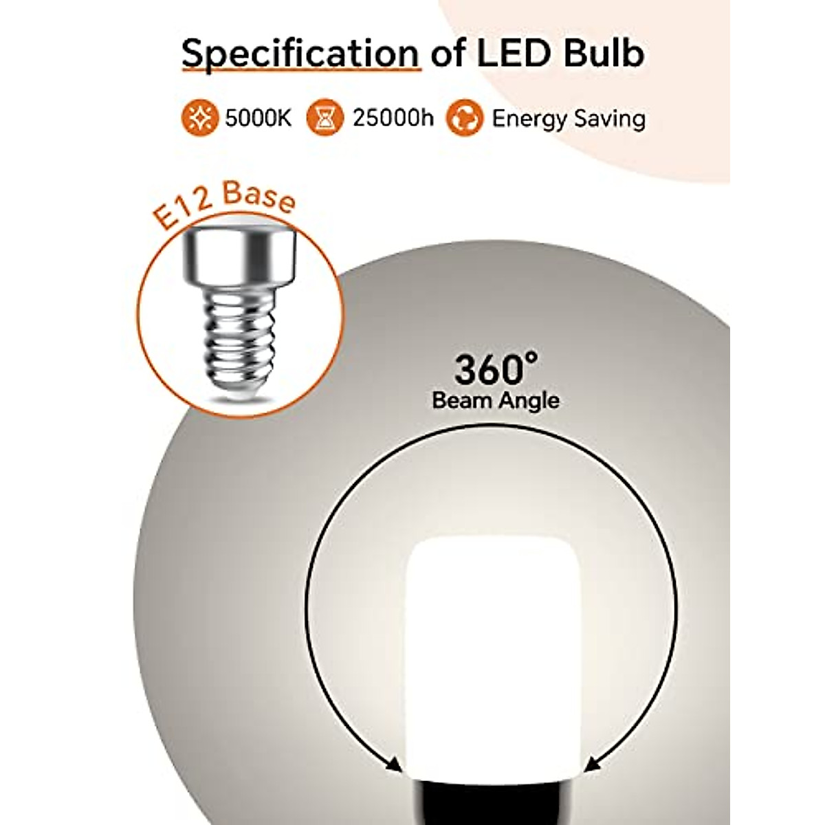 PURSNIC C7 LED Bulb, 15 Watt Light Bulbs Equivalent(1.5W), Daylight White 5000K, S6 Mini LED Bulb E12 Candelabra Bulb, Small Light for Salt Lamp Bulbs, LED Night Light Bulbs for Bedroom, 6 Pack