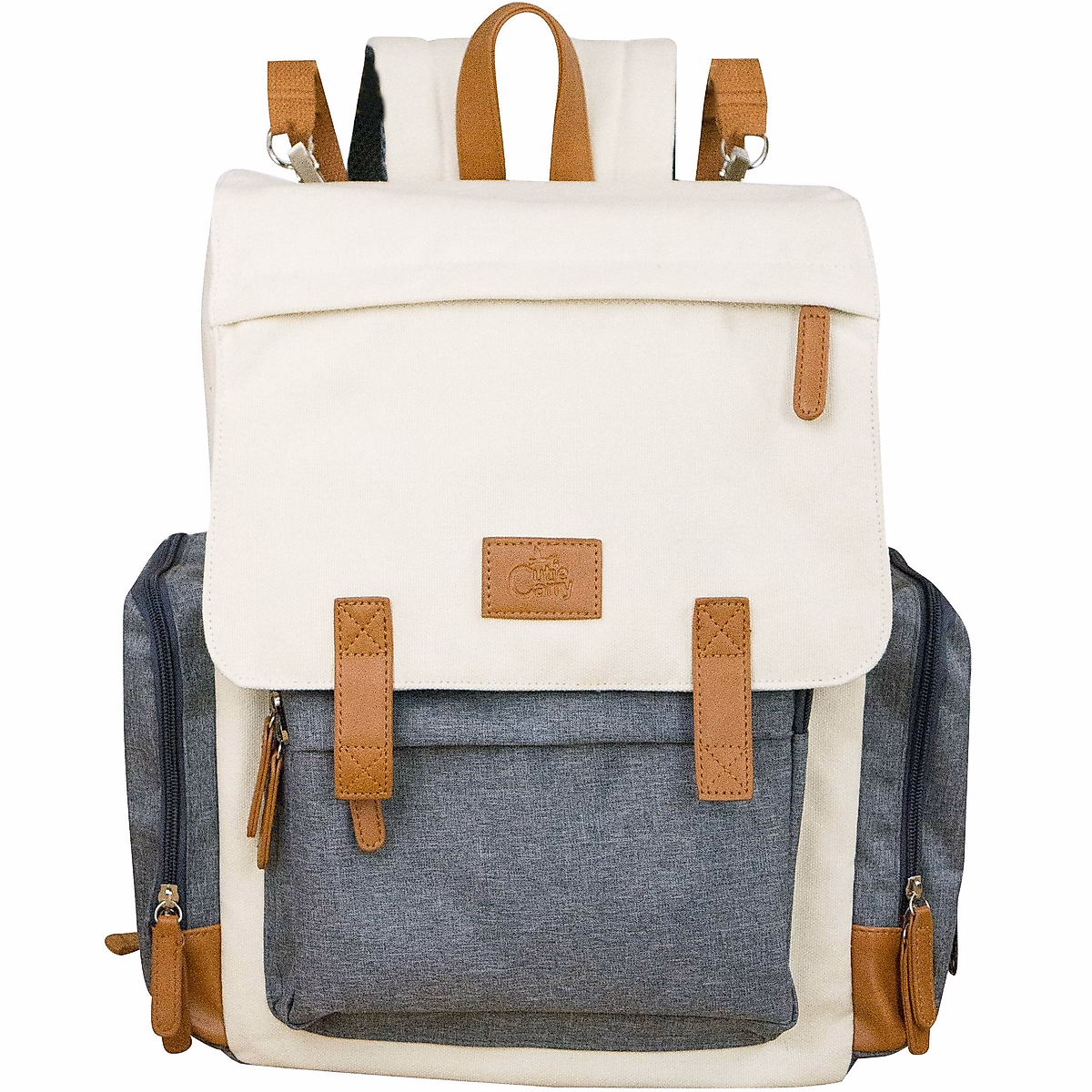 Cutie Carry Diaper Bag Backpack with Baby Pad Insulated Pocket Stroller Straps Wipe Dispenser Padded Shoulder Large Fashion Bags Dad or Mom Grey Cream