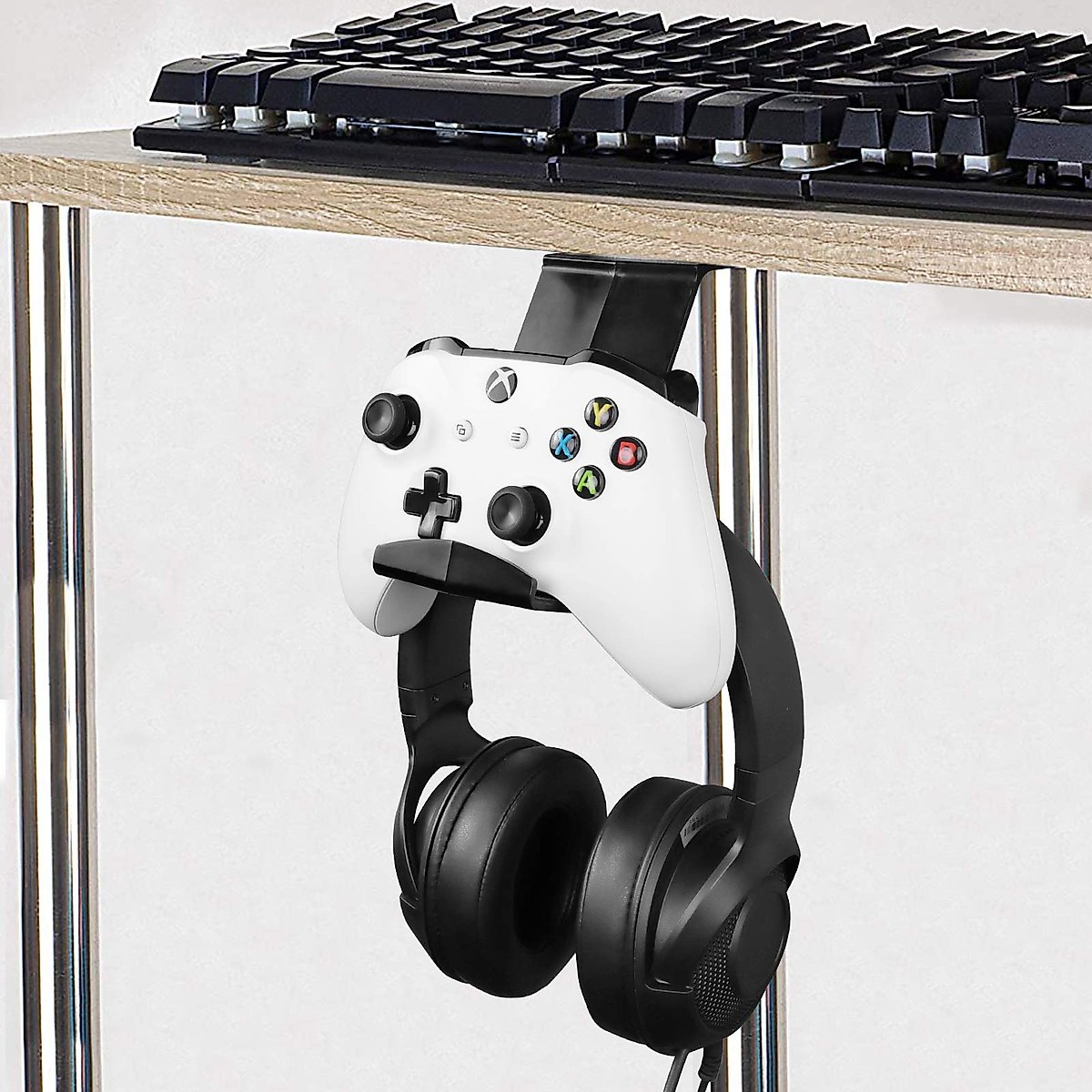 VOMENC Game Controller Under Desk Gamepad Controller Mount Holder for Xbox ONE Switch PS4 PS5 Xbox Series X|S STEAM PC Nintendo, Strong Adhesive Holder for Universal Gamepad