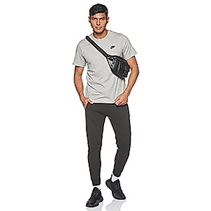 Nike Men's Standard NSW Club Tee, Dark Grey Heather/Black, Large