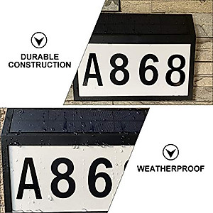 OSALADI Solar Lights Outdoor Metal Sign House Numbers Solar Powered Address Sign Set Lighted Address Sign Lamp for Home Street Garden Doorplate Black Outdoor Sign Outside Solar Lights