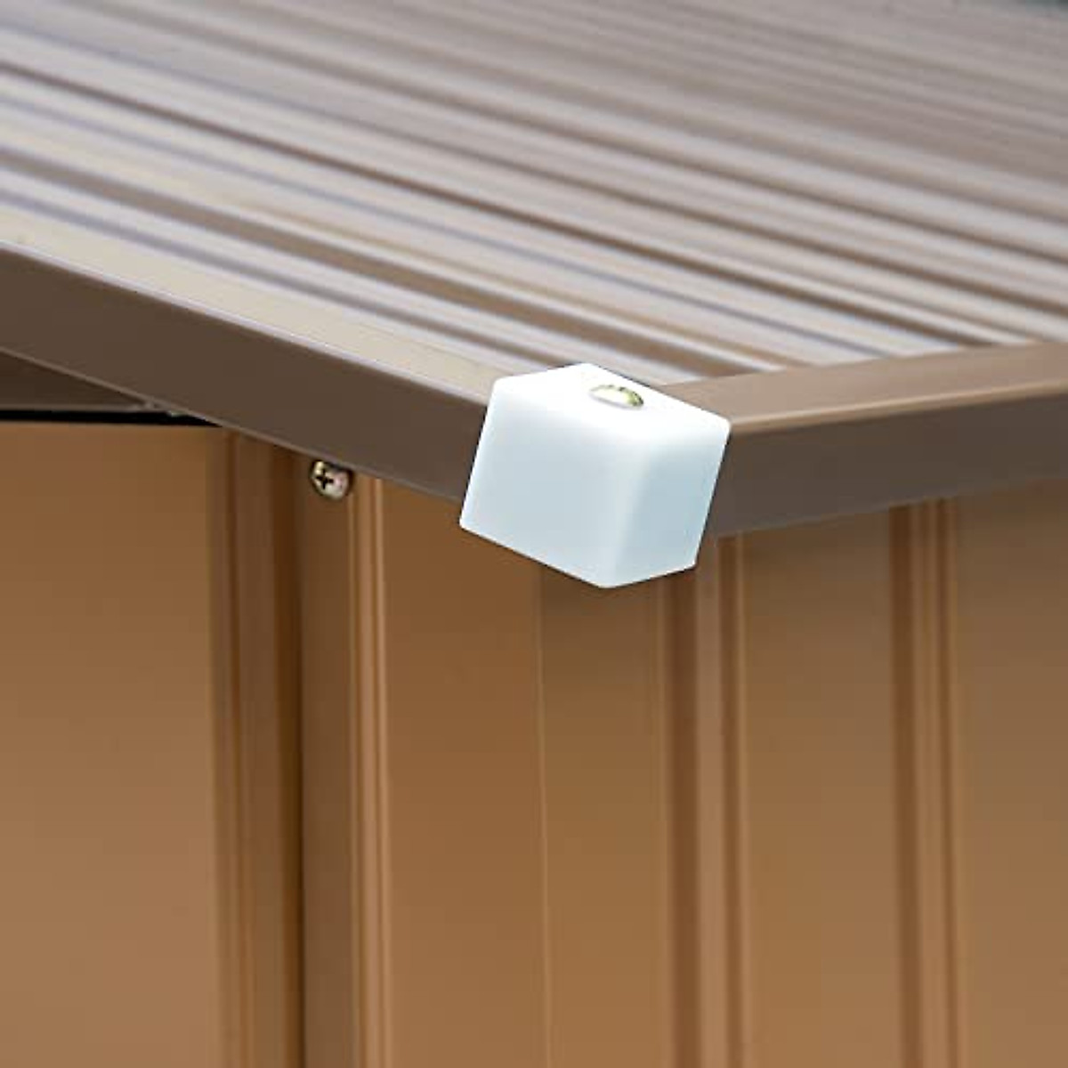 Outsunny 9' x 6' Metal Storage Shed Garden Tool House with Double Sliding Doors, 4 Air Vents for Backyard, Patio, Lawn Brown