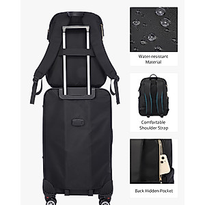 LOVEVOOK Laptop Backpack Women, Stylish Book Bag with USB Charging Port, Travel Notebook Backpack fits 15.6" Computer, for College Work Commute, Black