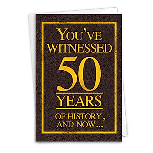 NobleWorks - 50th Birthday Greeting Card with 5 x 7 Inch Envelope (1 Card) - Witnessed 50 Years 8923