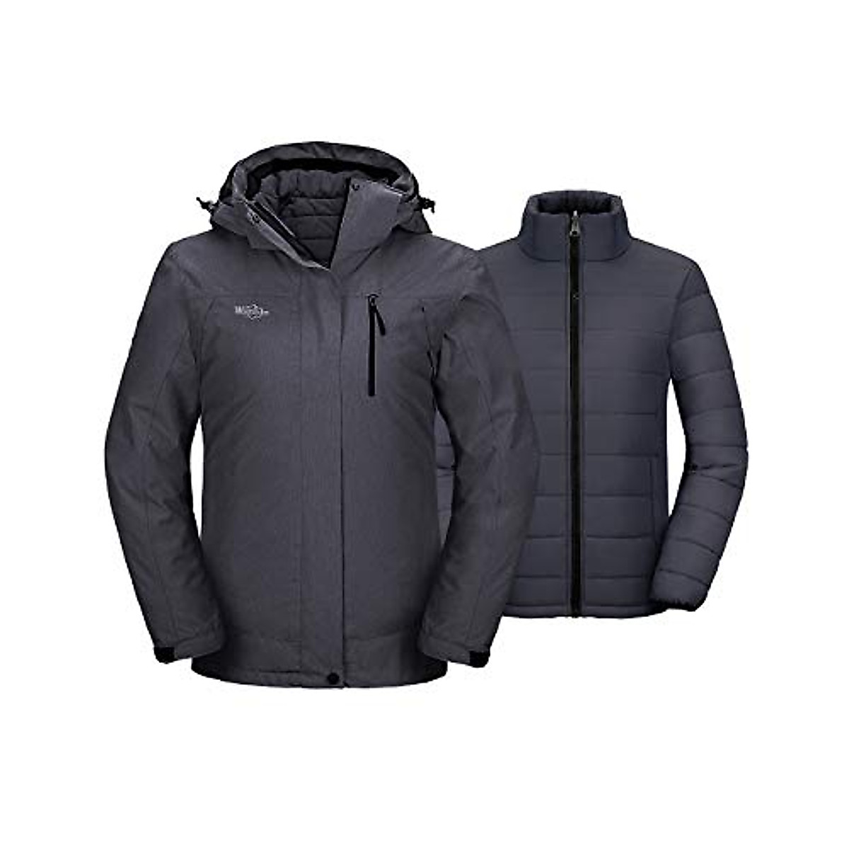 wantdo Women's Windproof Snowboard Jacket Waterproof Ski Coat Windbreaker Dark Gray XL