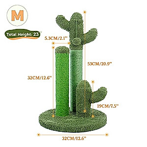 PAWZ Road Cat Scratching Post Cactus Cat Scratcher Featuring with 3 Scratching Poles and Dangling Ball-Medium 23 Inches