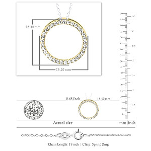 Dazzlingrock Collection Round White Diamond Circle Pendant for Women with 18 inch Silver Chain (0.33 Ctw) in 14K Yellow Gold