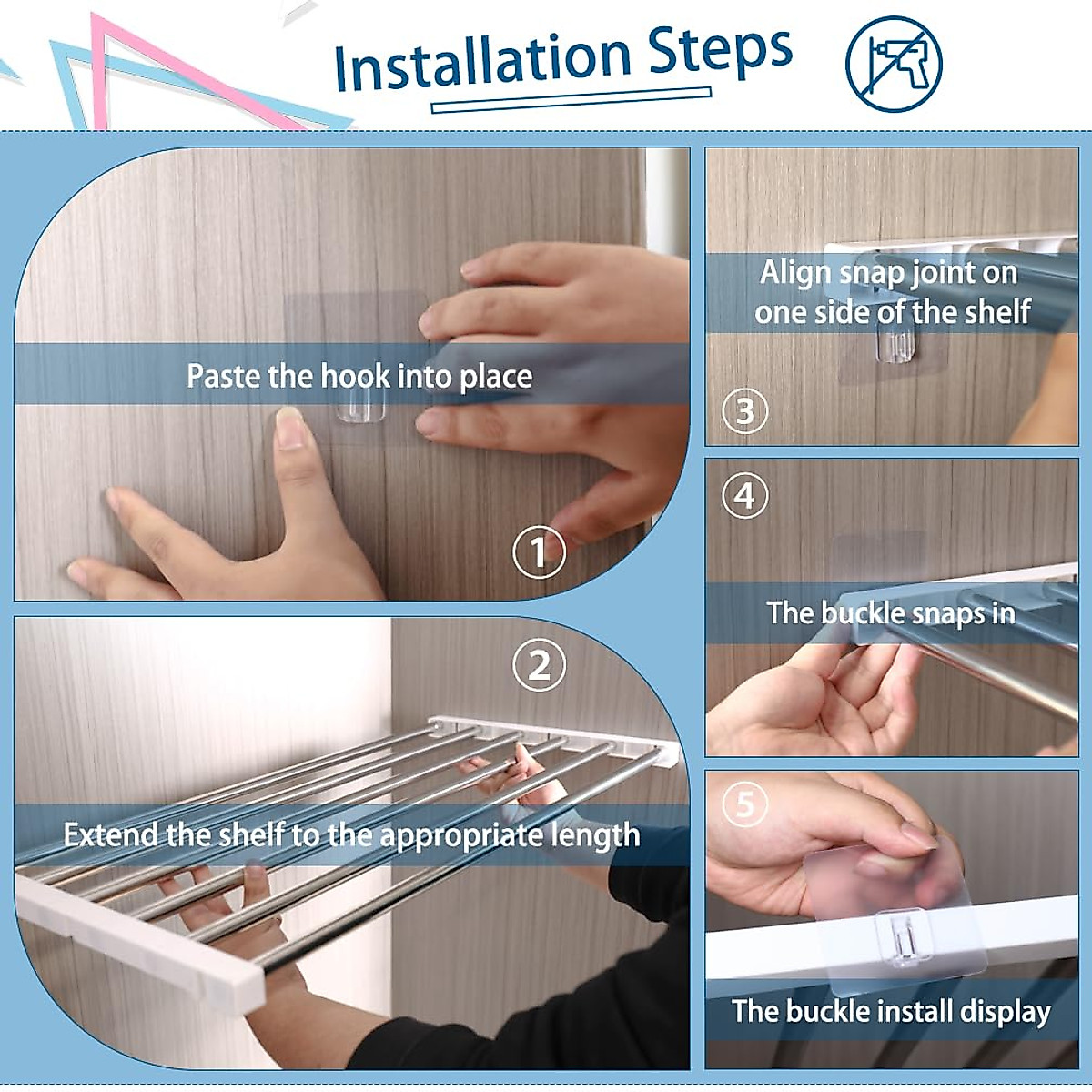 Hershii Adjustable Closet Shelf Wardrobe Rail Metal Hanging Rod Storage Rack Extendable Clothes Divider Separator Organizer for Cabinet Cupboard Kitchen Bathroom, (13.77''-23.62'') X 14.17''