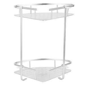 Corner Shower Caddy, 2 Tier Shower Corner Shelf Wall Mounted Aluminum Bathroom Shelves Shelf Organiser Triangular Shower Caddy Basket