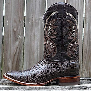 Soto Boots Men's Caiman Belly Print Cowboy Boots H4001 (Brown,11)