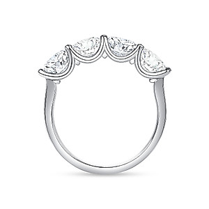 Beverly Hills Jewelers 2 Carat Round Brilliant Cut Moissanite Four Stone Wedding Band Ring for Women I 14k White Gold Ring (G-H, VS, cttw, DEW) Promise Anniversary Ring Size 8 Made in USA