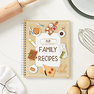 Family Recipe Book To Write In, Spiral Bound DIY Make Your Own Cookbook with 90 Pages (Blank Inside, 6.5 x 8.2 In)