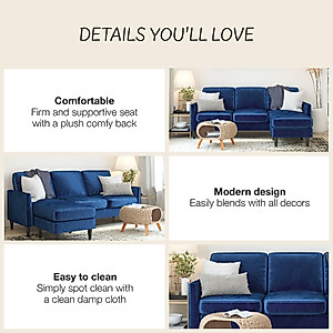 Mr. Kate Winston Reversible Sofa Sectional, Blue Velvet