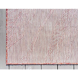 Unique Loom Outdoor Botanical Collection Area Rug - Leaf (5' 1" x 8' Rectangle, Rust Red/ Gray)