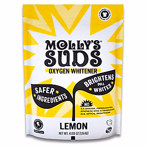 Molly's Suds Natural Oxygen Whitener | Natural Bleach Alternative, Plant-Derived Ingredients | Whitens Brights and Brightens Colors (Pure Lemon Essential Oil - 41.09 oz)