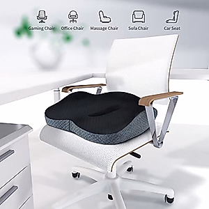 Large Seat Cushion 3D Full Wrap Office Chairs Cushions - Supportive Memory Foam Butt Pillow for Sciatica Pain Relief, Coccyx Seat Cushion for Tailbone Lower Back Pain for Home, Office and Car (Black)