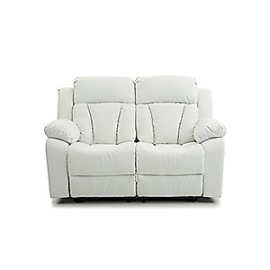 Glory Furniture Reclining Love seat, White Faux Leather