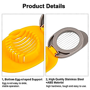 Egg Slicer for Hard Boiled Eggs, Egg Cutter Strawberry Slicer, Heavy Duty Stainless Steel Wire Egg Cutter for Hard Boiled Eggs/Soft Fruits/Butter/Mushroom by Meboltpan (Yellow)