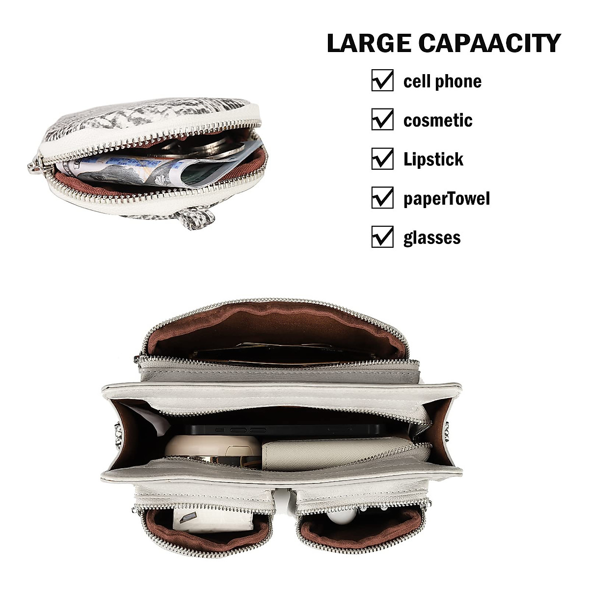 Small Crossbody Bag Leather Shoulder Bag for Women Stylish Designer Purses Retro Wallet Handbags with Coin Purse