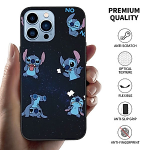 LARUZE for OnePlus Nord N20 5G, Cartoon Ohana Blue Animal Stih #08 Protective Smooth Silicone Shockproof Soft TPU Black Phone Case Back Cover